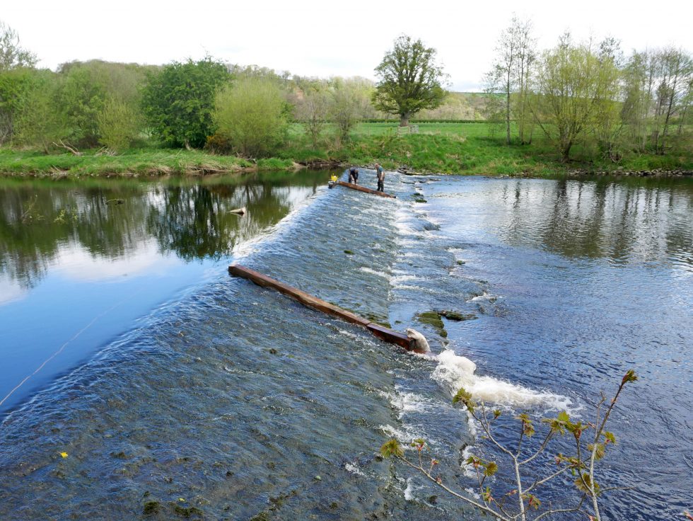 Stair Dam receives timber baulks | Ayrshire Rivers Trust